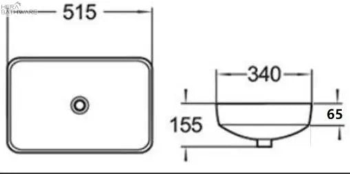 Ultra Slim Insert Square Basin 515mm - Hera Bathware